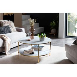 Salesfever Couchtisch &raquo;Caorle Coffeetable im minimalistischen Stil&laquo; Eleganz trifft Stil: Tischplatten in Marmoroptik wei&szlig;