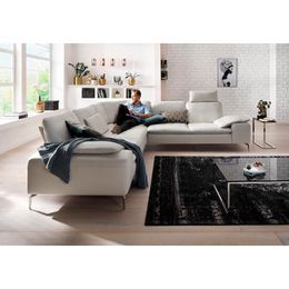 W.Schillig Ecksofa &raquo;valentinoo, Designsofa, elegant und bequem, L-Form&laquo; mit Sitztiefenverstellung, Breite 318 cm wei&szlig; Longlife Xtra-Leder Z73: 