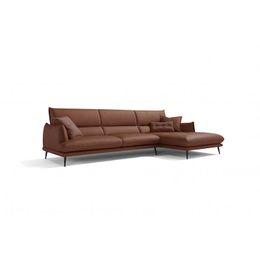 Egoitaliano Ecksofa &raquo;FUNNY, hochwertiges & aktuelles Design, bequeme R&uuml;ckenlehne, L-Form&laquo; hochwertiger Sitzkomfort, L-Form braun Leder