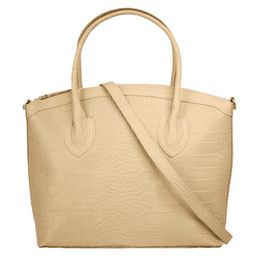 CLUTY Damen Henkeltasche echt Leder, Made in Italy beige