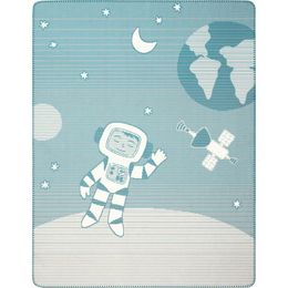 Biederlack Babydecke &raquo;Babydecke Spacekid&laquo; 75 x 100, mit Zierstich blau Baumwolle, Polyacryl, Polyester