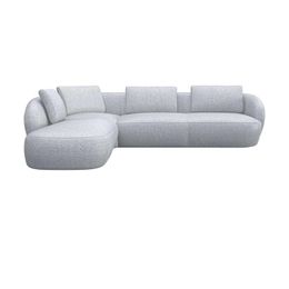 FLEXLUX Ecksofa &raquo;Torino, rund, L-Form, Sofa-Ecke mit Ottomane&laquo; Modernes, organisches Sofa-Design, Kaltschaum, Wellenunterfederung grau