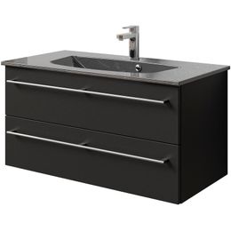 Waschtisch &raquo;Serie 6025 Mineralmarmor-Waschtisch mit Unterschrank, 97 cm breit&laquo; 2 Stk. tlg. Waschplatz mit 2 Schubladen, h&auml;ngend, verschiedene 