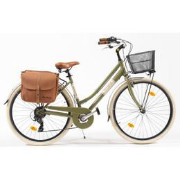 VENICE - I love Italy Cityrad &raquo;Citybike 605 Alu Lady&laquo; 6 Gang Kettenschaltung f&uuml;r Damen, Kettenschaltung gr&uuml;n Cityrad