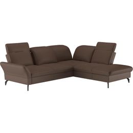 Sit & More sit&more Ecksofa &raquo;Leandro L-Form&laquo; Wahlweise mit Bett-, Kopfteil - und Armlehnfunktion, sowie Stauraum braun 100% Polyester