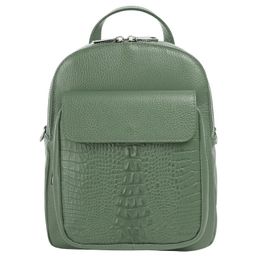 CLUTY Damen Cityrucksack echt Leder, Made in Italy gr&uuml;n B/H/T: 26cm x 22cm x 9cm, onesize