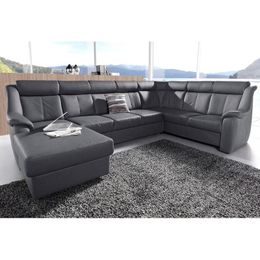 Sit & More sit&more Wohnlandschaft &raquo;Basel U-Form&laquo; wahlweise mit Relaxfunktion grau Luxus-Microfaser Altara Nubuck (100% Polyester);Kunstleder SOFTLUX ;NaturLEDER