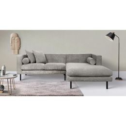 Home Affaire Ecksofa &raquo;Lillibeth L-Form Designsofa, Ma&szlig;e B/T/H: 240/173/83 cm&laquo; Zierkissen als Wendekissen, in Samtoptik oder Cord grau 100% Polyester