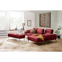 W.Schillig Ecksofa &raquo;run, Designsofa mit tollem Sitzkomfort, L-Form&laquo; mit Holzsockel, F&uuml;&szlig;e in Bronze pulverbeschichtet, Breite 299 cm rot Longlife Xtra-