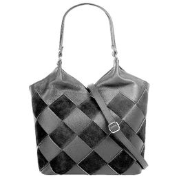 Samantha Look Damen Shopper echt Leder, Made in Italy schwarz