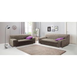 DOMO collection Polstergarnitur &raquo;Amando zeitlos und modern, komfortabel&laquo; Spar-Set, bestehend aus 2er- und 3er-Sofa braun PRIMABELLE -Microfaser aus 