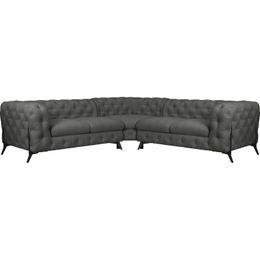Home Affaire Chesterfield-Sofa &raquo;Amaury L-Form&laquo; Chesterfield-Optik, Breite/Tiefe je 262 cm, Fu&szlig;farbe w&auml;hlbar grau Struktur (100% Polyester);Samtoptik (