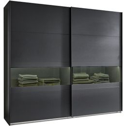 wimex Schwebet&uuml;renschrank &raquo;Easy Plus, Kleiderschrank Made in Germany&laquo; mit Glaseinsatz/ Rauchglas, viele Breiten zur Auswahl, schwarze Griffe schwarz 
