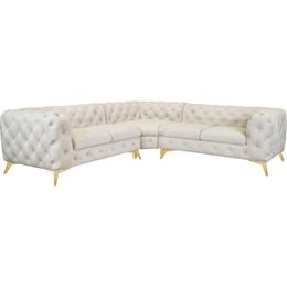Home Affaire Chesterfield-Sofa &raquo;Ecksofa GLYNIS L-Form mit Wellenunterfederung, Ma&szlig;e B/T/H 264/264/75cm&laquo; aufw&auml;ndige Knopfheftung, moderne Chesterfield 