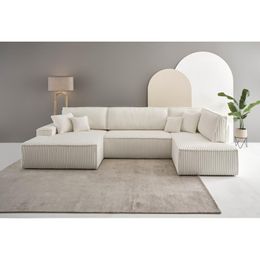 OTTO home Wohnlandschaft &raquo;FINNLEY U-Form XXL 329 cm - OTTO. Verl&auml;ssliche Qualit&auml;t.&laquo; Schlafsofa, Bettkasten, in Boucl&eacute;, Struktur fein und Mega Cord 