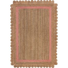 FLAIR RUGS Teppich &raquo;Grace aus Jute mit Muschelrandsaum&laquo; rechteckig 7 mm H&ouml;he aus 100% Jute, fu&szlig;bodenheizungsgeeignet, mit Bord&uuml;re beige Jute