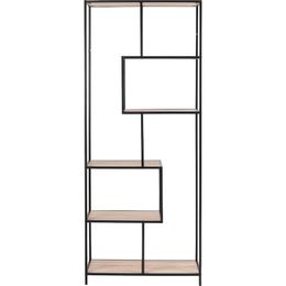 ACTONA GROUP B&uuml;cherregal Metallgestell, modernes Design, 5 Einlegeb&ouml;den, asymmetrische Details schwarz Metall, Papier