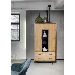 GUTMANN FACTORY Vitrine mit 2 Schubkasten und 2 T&uuml;ren, Breite/H&ouml;he 100/190 cm beige MDF