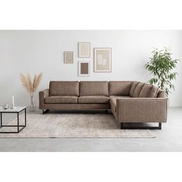 Home Affaire Ecksofa &raquo;Pinto, XXL, 250/290 cm, langer Schenkel, Ottomane&laquo; Cord, Chenille, Lederoptik, mit Keder, Metallf&uuml;&szlig;e, Wellenunterfederung 100% 