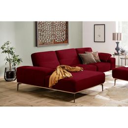 W.Schillig Ecksofa &raquo;run, Designsofa mit tollem Sitzkomfort, bequem, L-Form&laquo; mit Holzsockel, F&uuml;&szlig;e in Bronze pulverbeschichtet, Breite 319 cm rot 