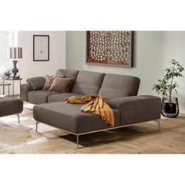 W.Schillig Ecksofa &raquo;run, Designsofa mit tollem Sitzkomfort, bequem, L-Form&laquo; mit elegantem Holzsockel, F&uuml;&szlig;e in Silber matt, Breite 299 cm braun 