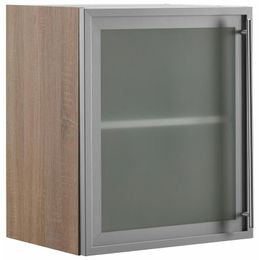 Optifit Glash&auml;ngeschrank mit Glasrahment&uuml;r in Alu-Optik, Breite 50 cm grau