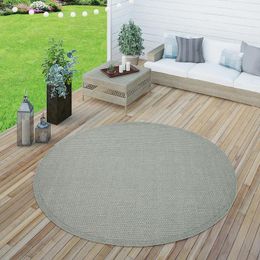 Paco Home Teppich &raquo;Timber 125&laquo; rund 4 mm H&ouml;he Flachgewebe, Sisal Optik, In- und Outdoor geeignet, Wohnzimmer gr&uuml;n Polypropylen (PP)
