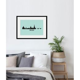 queence Bild &raquo;Dresden Skyline&laquo; Deutschland Dresden Geb&auml;ude Stadt St&auml;dte 1 Stk. tlg. HD Premium Poster-Druck inkl. Holzrahmen blau Acrylglas, Holz, 
