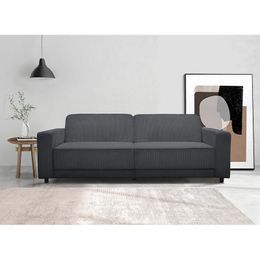 3-Sitzer &raquo;ALLIE Schlafsofa 225 cm&laquo; Bett-Funktion (108/190cm), trendiger Cord o. pflegeleichter Velours grau 100% Polyester