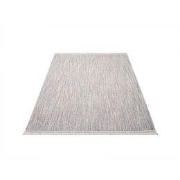 Carpet City Teppich &raquo;CLASICO 0052&laquo; rechteckig 11 mm H&ouml;he L&auml;ufer, Kurzflor, Hochtief-Muster, Boho, Fransen, Wohnzimmer grau Obermaterial: 100% Polyester