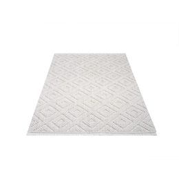 Carpet City Teppich &raquo;CLASICO 8927&laquo; rechteckig 11 mm H&ouml;he L&auml;ufer, Kurzflor, Hochtief-Muster, Boho, Fransen, Wohnzimmer beige Obermaterial: 100% Polyester