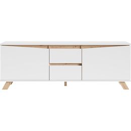 Inosign Lowboard &raquo;Valentin&laquo; 160cm TV Board mit 2 T&uuml;ren und 2 Schubk&auml;sten in modernem Skandi Design wei&szlig; Melamin, Spanplatte
