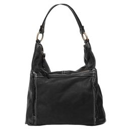 CLUTY Damen Shopper echt Leder, Made in Italy schwarz