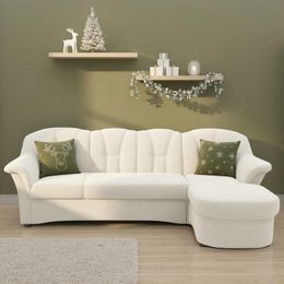 DOMO collection Ecksofa &raquo;Flores Schlafsofa, B/T/H: 233/142/86 cm, L-Form&laquo; wahlweise mit Bettfunktion, wahlweise mit Federkern, auch in Leder beige 100