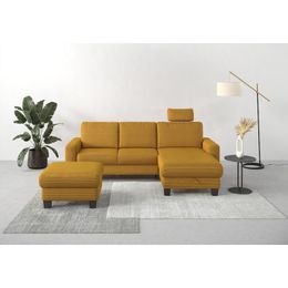 Home Affaire Ecksofa &raquo;Summer L-Form&laquo; mit Recamiere, mit oder ohne Bettfunktion und Bettkasten, Cord-Bezug gelb 100% Polyester