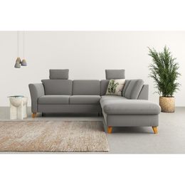 Home Affaire Ecksofa &raquo;Trelleborg L-Form&laquo; Federkern-Polsterung, wahlweise mit Bettfunktion und Stauraum grau 100% Polyester