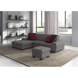 Sit & More sit&more Ecksofa &raquo;Luxor L-Form&laquo; wahlweise mit Bettfunktion, Bettkasten und Kopfteilverstellung grau Luxus-Microfaser ALTARA NUBUCK (100% Polyester);