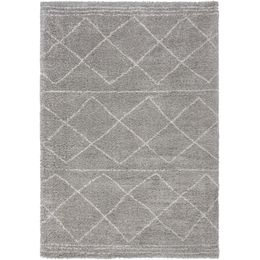 FLAIR RUGS Hochflor-Teppich &raquo;Kush Berber&laquo; rechteckig 30 mm H&ouml;he geometrisches Muster, im Boho Look grau Kunstfaser