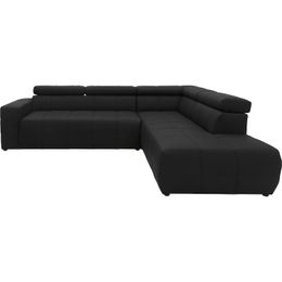 DOMO collection Ecksofa &raquo;Brandon L-Form, auch in Leder&laquo; inklusive Kopfteilverstellung, wahlweise mit Sitztiefenverstellung schwarz Luxus-Kunstleder;