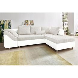 Collection AB Ecksofa &raquo;Sally L-Form&laquo; mit und ohne Bettfunktion, inklusive loser R&uuml;cken- und Zierkissen wei&szlig; Microfaser PRIMABELLE (100% Polyester) / 