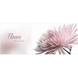 queence Leinwandbild &raquo;Flowers&laquo; Blumen Blumenbilder Kunst Modern Schriftzug Schriftz&uuml;ge Spa Spa Bilder Spr&uuml;che Spr&uuml;che & Texte Set, Premium-
