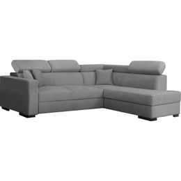 Home Affaire Ecksofa &raquo;Tulio L-Form&laquo; wahlweise mit Bettfunktion und Bettkasten, incl. 3 Zierkissen silber Struktur fein (100% Polyester);Struktur (100%