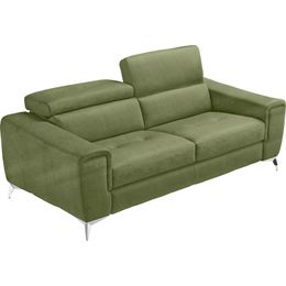 Egoitaliano Schlafsofa &raquo;Francine Designsofa, Loungesofa mit Dauerschlaffunktion, Breite 233 cm&laquo; mit Bettfunktion, Luxus-Microfaser BLUSH, kiwi, Fu&szlig;farbe chrom 