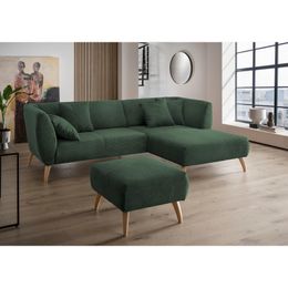 Home Affaire Ecksofa &raquo;Colori Polsterm&ouml;bel mit zeitlos eleganter R&uuml;ckenf&uuml;hrung. L-Form&laquo; Holzfu&szlig;farbe w&auml;hlbar, inkl. 4x Zierkissen gr&uuml;n 100% Polyester
