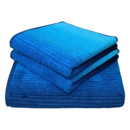 Dyckhoff Handtuch Set &raquo;Colori&laquo; Set 3 Stk. Walkfrottee 2 Handt&uuml;cher & 1 Duschtuch,100% Bio Baumwolle, 450 g/m&sup2; blau Walkfrottee, Obermaterial: 100% Baumwolle