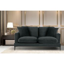 Home Affaire 2-Sitzer &raquo;Cozy elegantes Designsofa, Ma&szlig;e B/T/H: 151/97/80 cm&laquo; mit losen Kissen und Metallbeinen grau Samtoptik (100% Polyester);Struktur