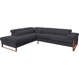 W.Schillig Ecksofa &raquo;finn, Designsofa mit tollem Sitzkomfort, bequem, L-Form&laquo; German Design Award 2016, Fu&szlig;gestell Nussbaum natur, Breite 281 cm grau 