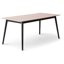 Esstisch &raquo;Meza Designtisch mit Auszugsfunktion und 2 Einlegeplatten&laquo; 1 Stk. tlg. rechteckige Tischplatte MDF, Esche Massivholzgestell beige 