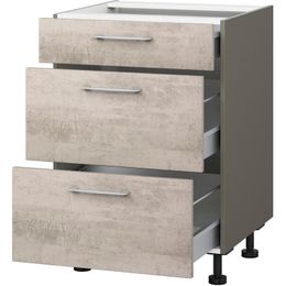 KOCHSTATION Auszugsunterschrank &raquo;KS-Trea U2AS60&laquo; mit drei Ausz&uuml;gen, Breite 60 cm, H&ouml;he 75 cm grau