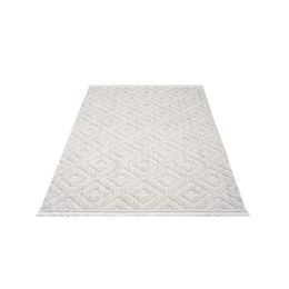 Carpet City Teppich &raquo;CLASICO 8927&laquo; rechteckig 11 mm H&ouml;he L&auml;ufer, Kurzflor, Hochtief-Muster, Boho, Fransen, Wohnzimmer beige Obermaterial: 100% Polyester